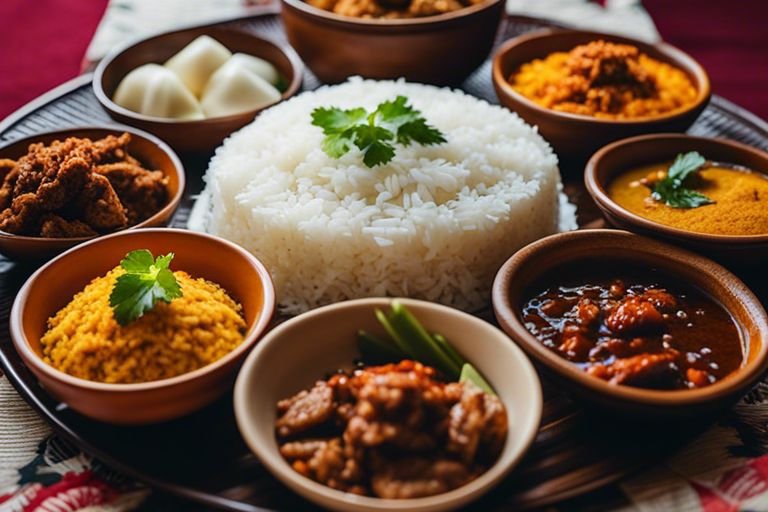 Nasi padang - gustoso riso indonesiano con varietà di piatti ...