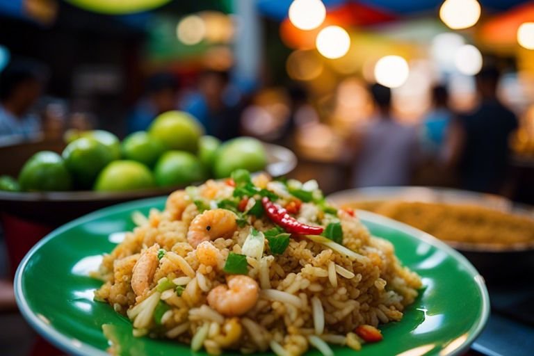 Cucina di strada a Phitsanulok - khao khluk kapi, riso fritto con pasta ...